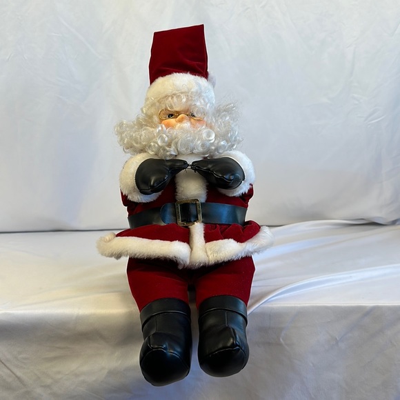 Source Unknown | Holiday | Vintage Stuffed Santa With Black Leather ...